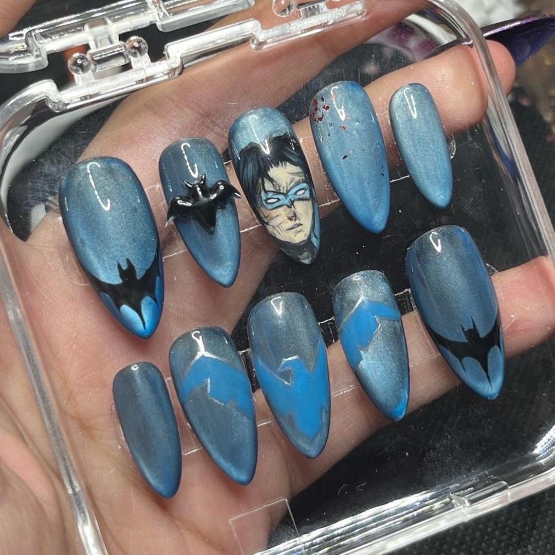Nightwing/dick Grayson Custom Press on Nail Set, Batman and Robin - Etsy
