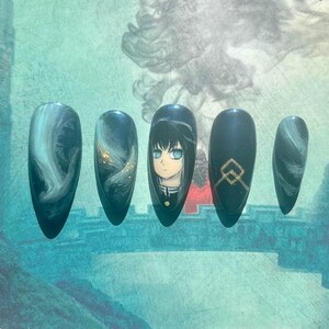 Hashiras Custom Press on Nail Sets, Demon Slayer (giyuu, Obanai, Gyomei ...