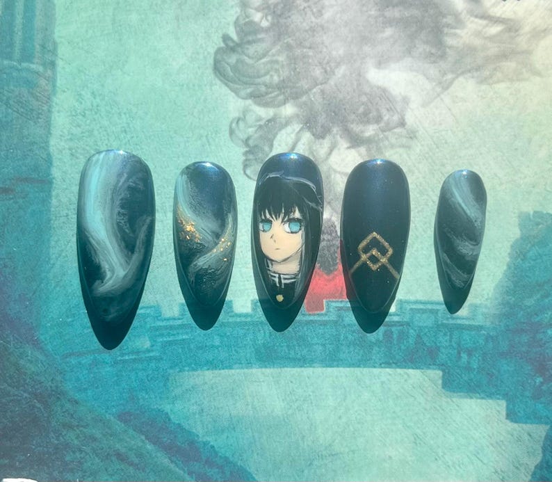 Hashiras Custom Press on Nail Sets, Demon Slayer (giyuu, Obanai, Gyomei ...