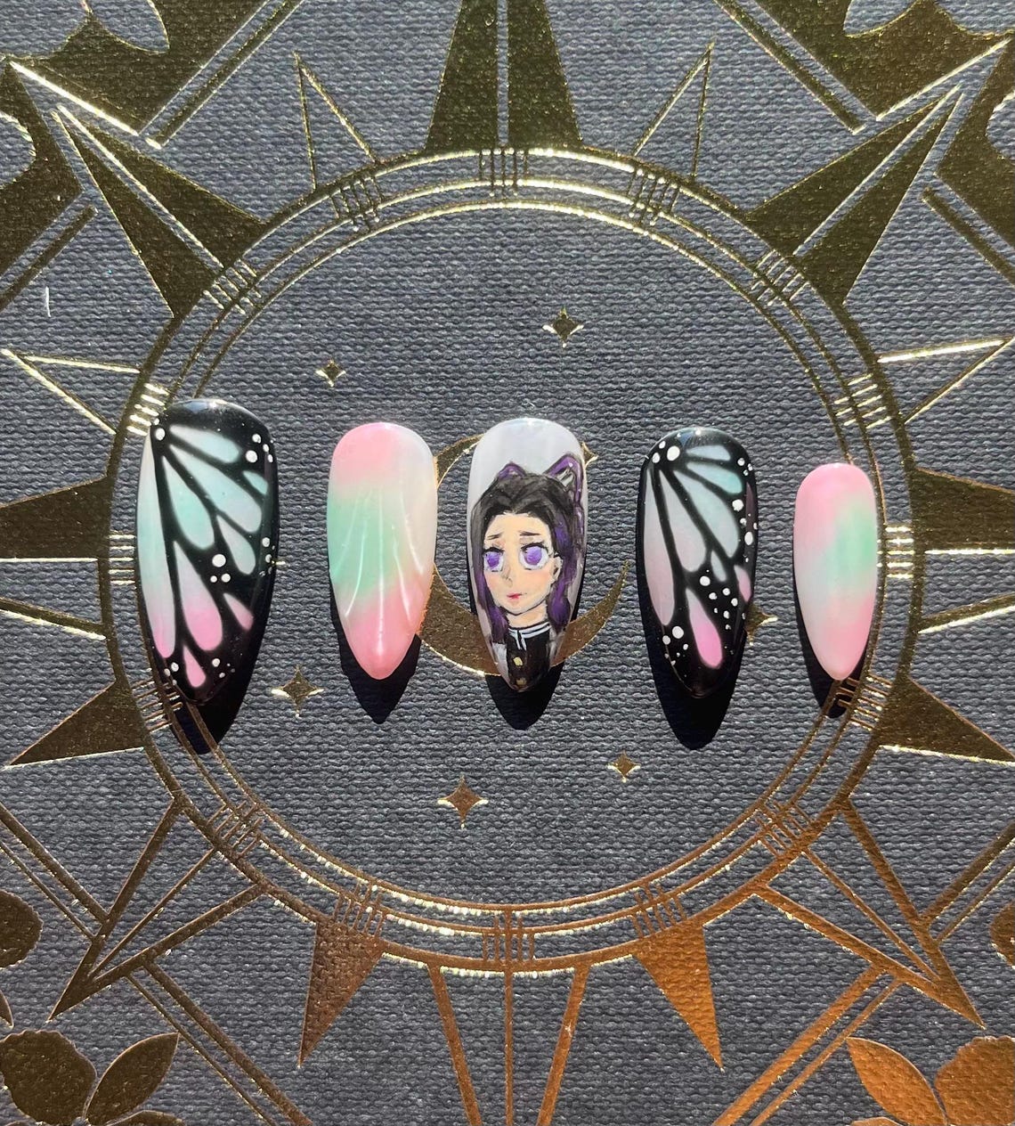 Hashiras Custom Press on Nail Sets, Demon Slayer giyuu, Obanai, Gyomei ...