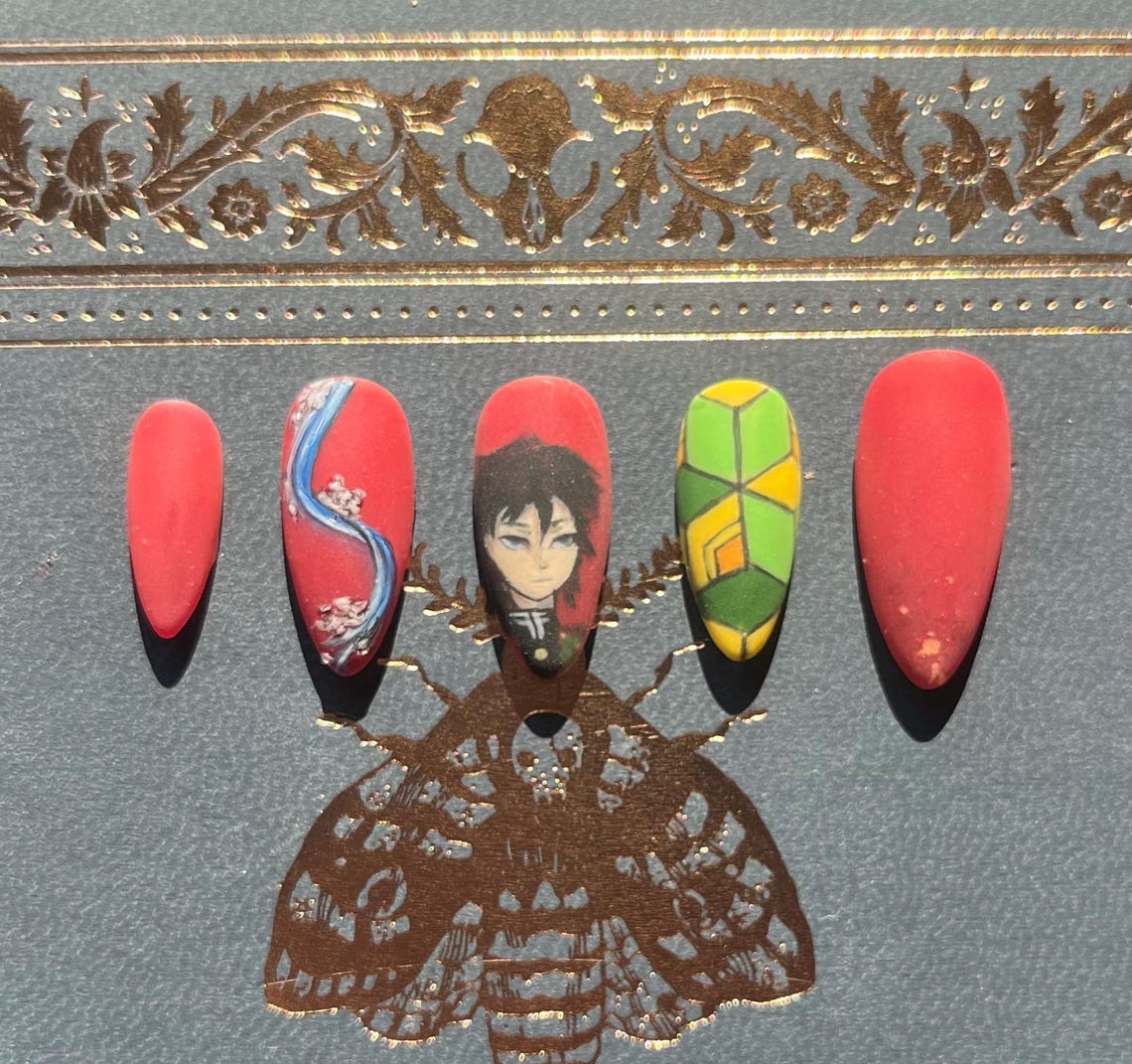 Hashiras Custom Press on Nail Sets, Demon Slayer (giyuu, Obanai, Gyomei ...