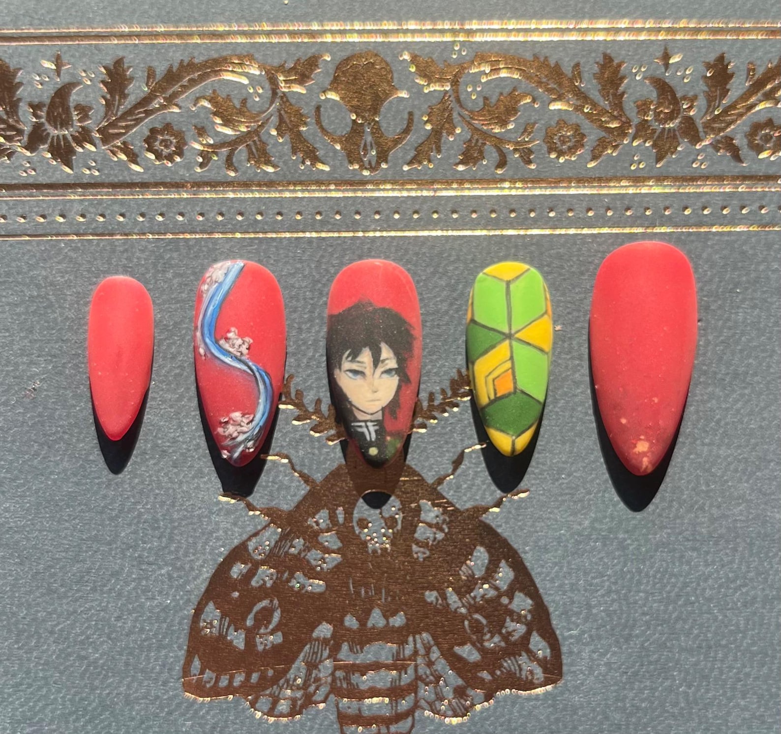 Hashiras Custom Press on Nail Sets, Demon Slayer (giyuu, Obanai, Gyomei ...