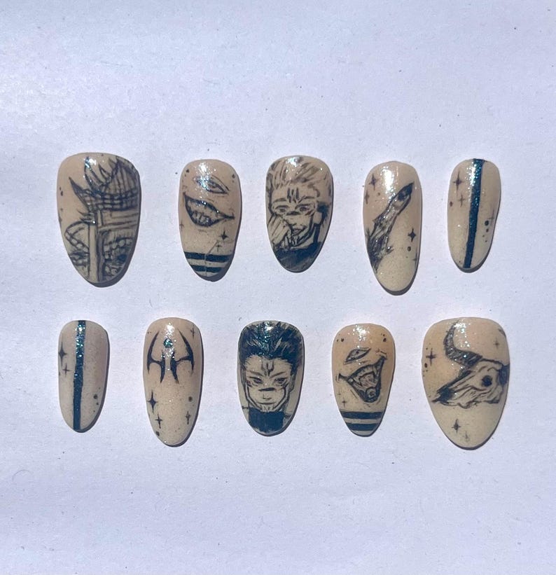 Sukuna Press on Nails, Jujutsu Kaisen - Etsy