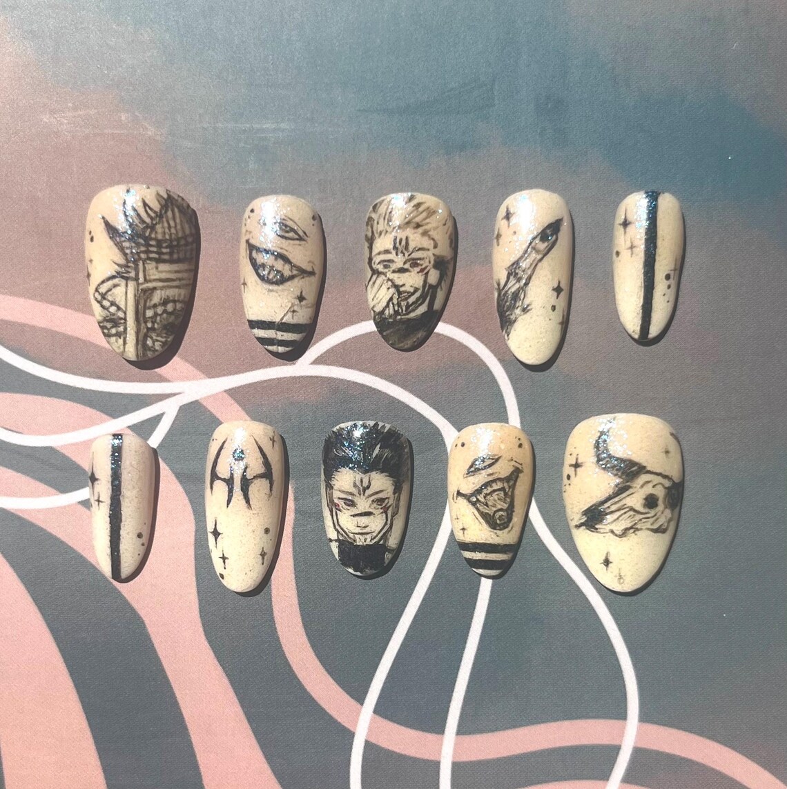 Sukuna Press on Nails, Jujutsu Kaisen - Etsy