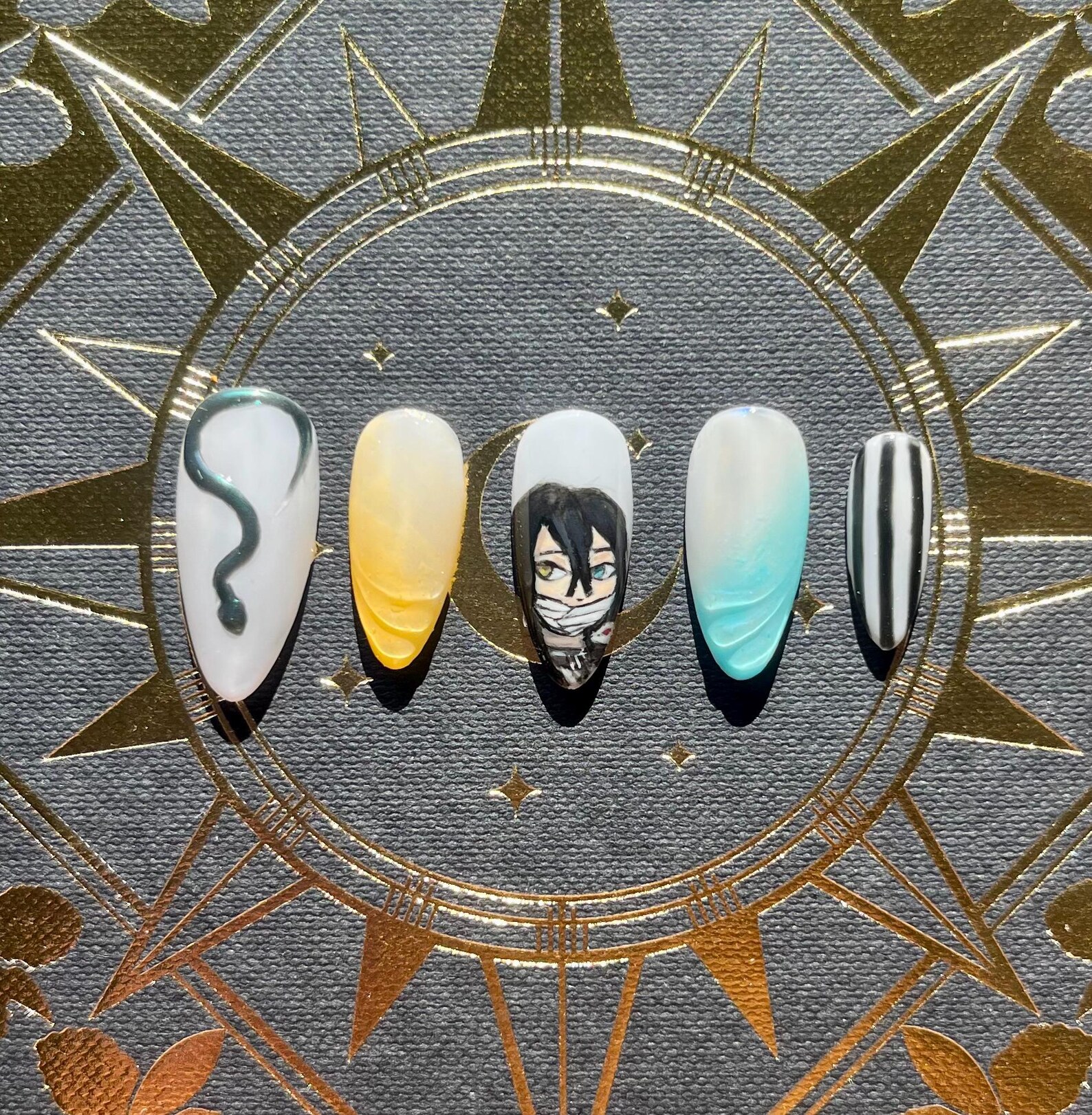 Hashiras Custom Press on Nail Sets, Demon Slayer (giyuu, Obanai, Gyomei ...