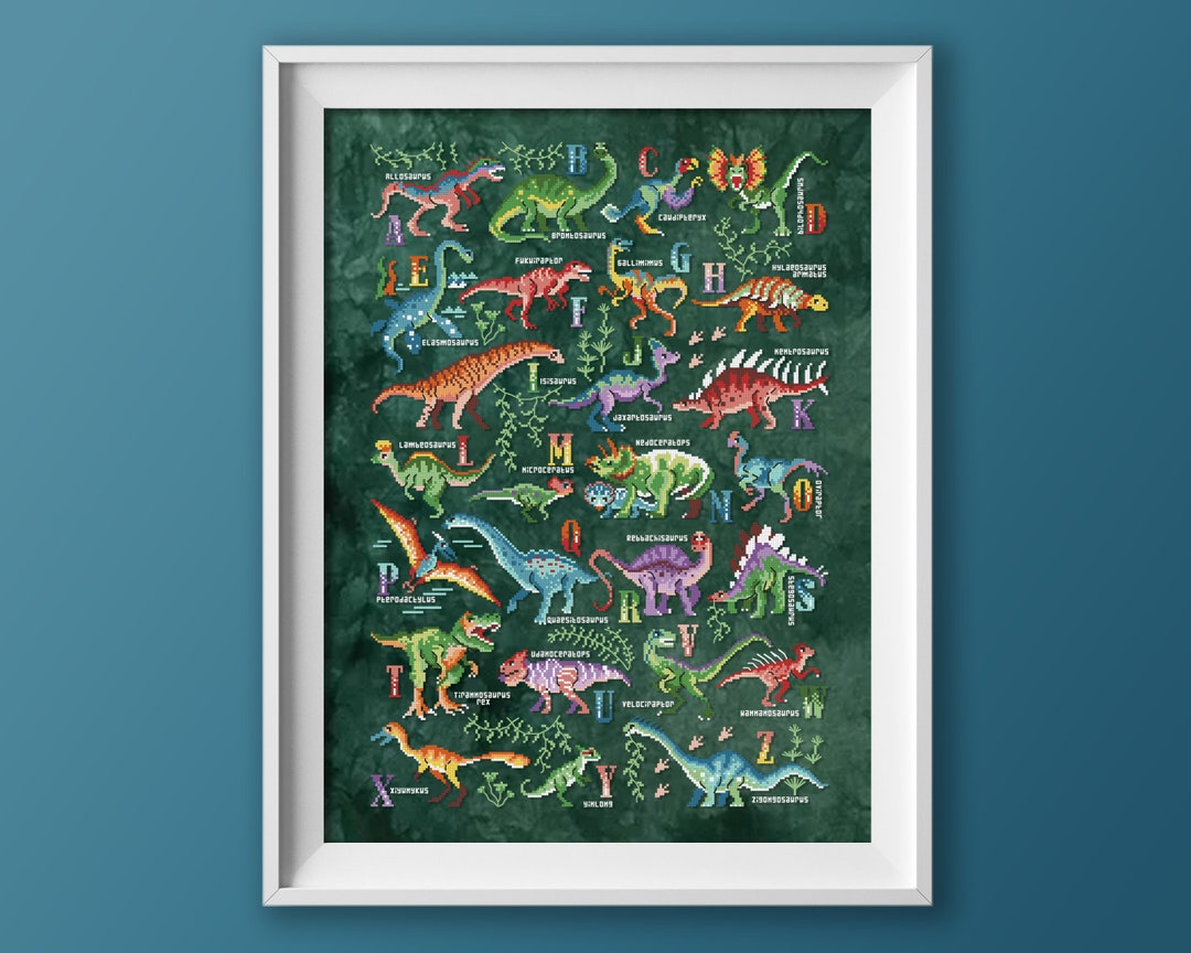 Abcdinosaurs! - PDF Cross Stitch Pattern Dinosaurs Alphabet - Etsy