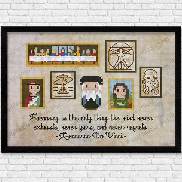 Leonardo Da Vinci Cross Stitch - Etsy