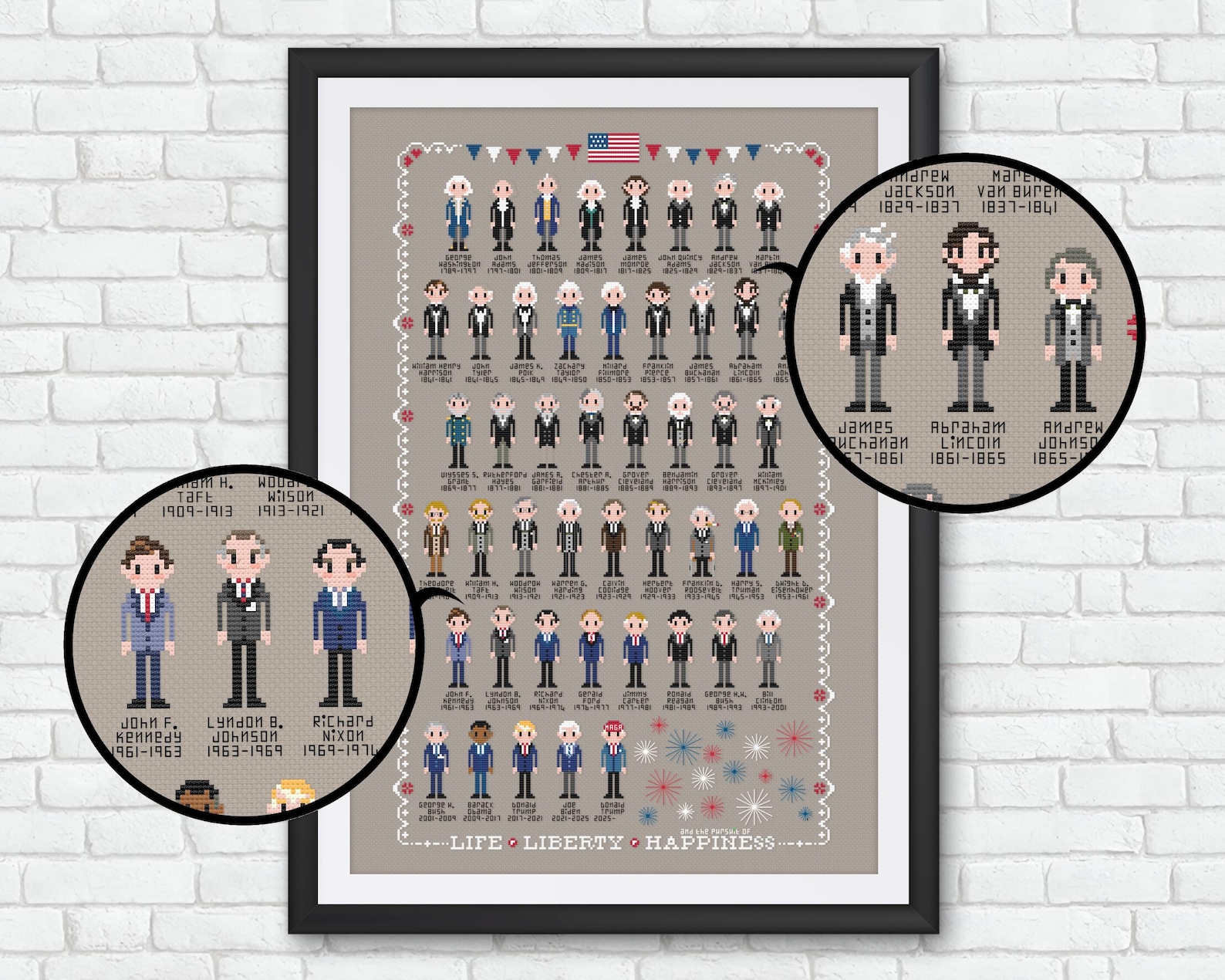 US Presidents PDF Cross Stitch Pattern - Pixel Art History Chart - Etsy