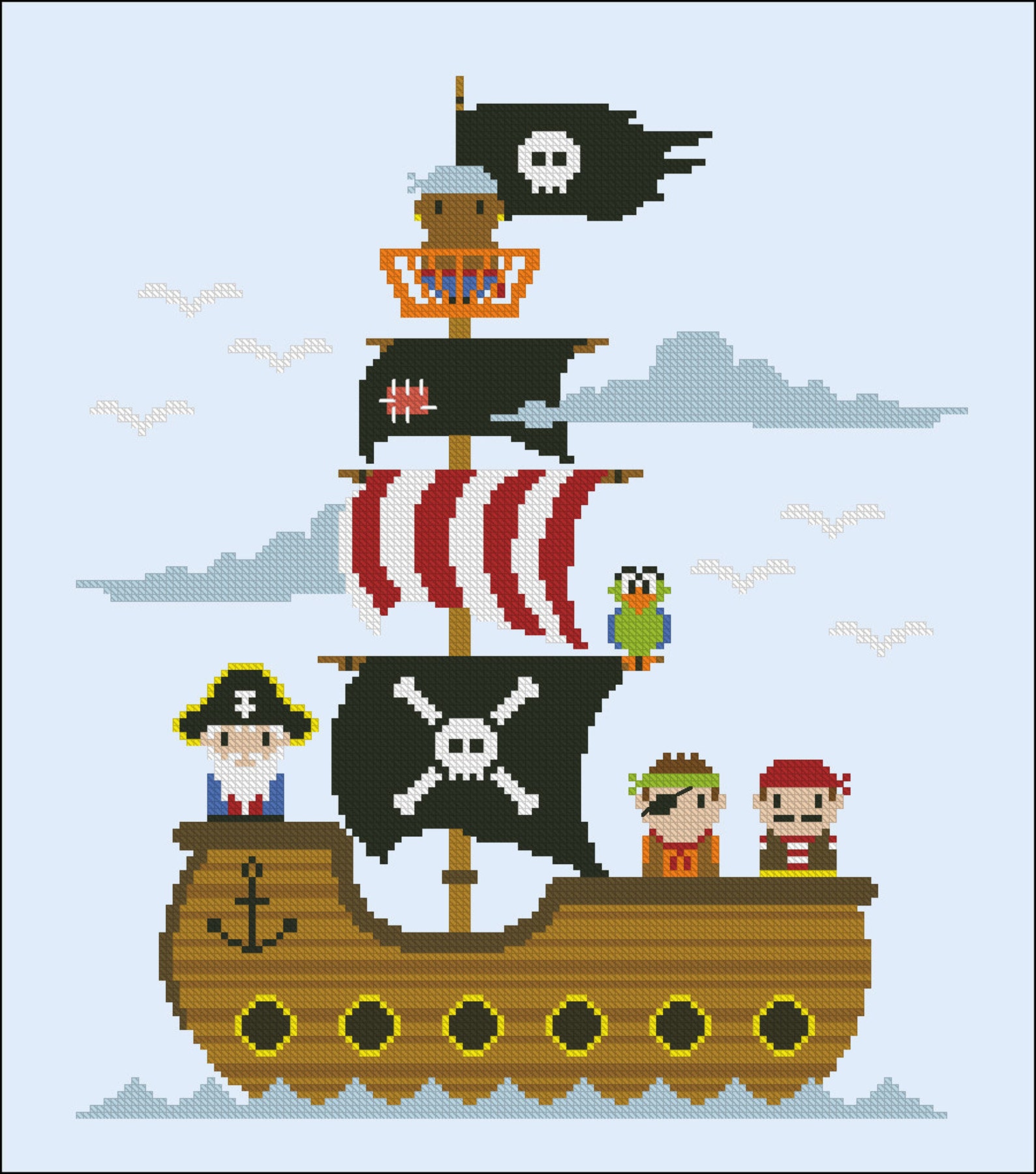 Captain Jack’s Pirate Ship - Cross Stitch PDF Pattern - Etsy