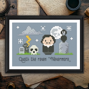 Edgar Allan Poe - Nevermore - Cross Stitch PDF Pattern - Etsy