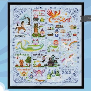 Magical Creatures Calendar Sampler - PDF Cross Stitch Pattern - Etsy