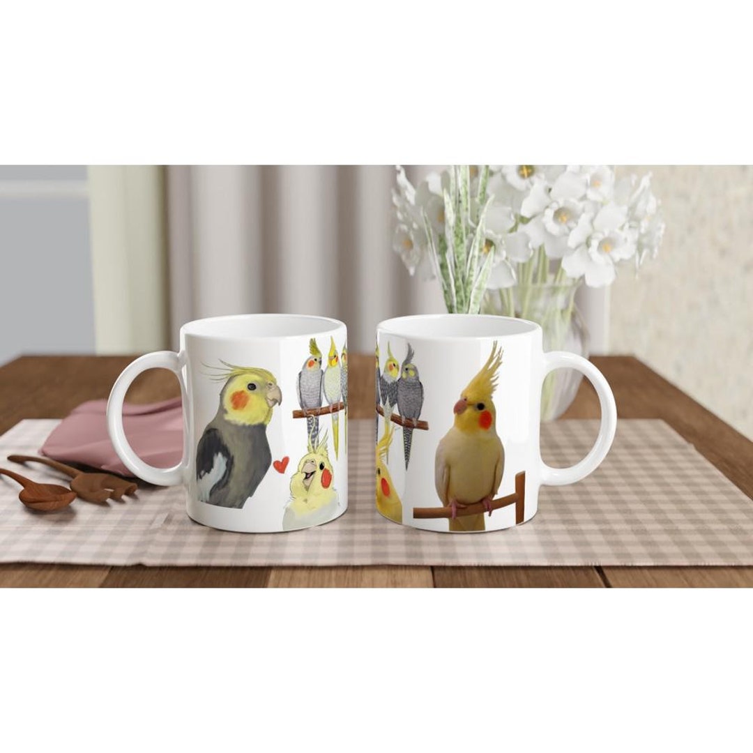 Ceramic Mug With Cockatiel Design nymphicus Hollandicus Gift for Bird ...