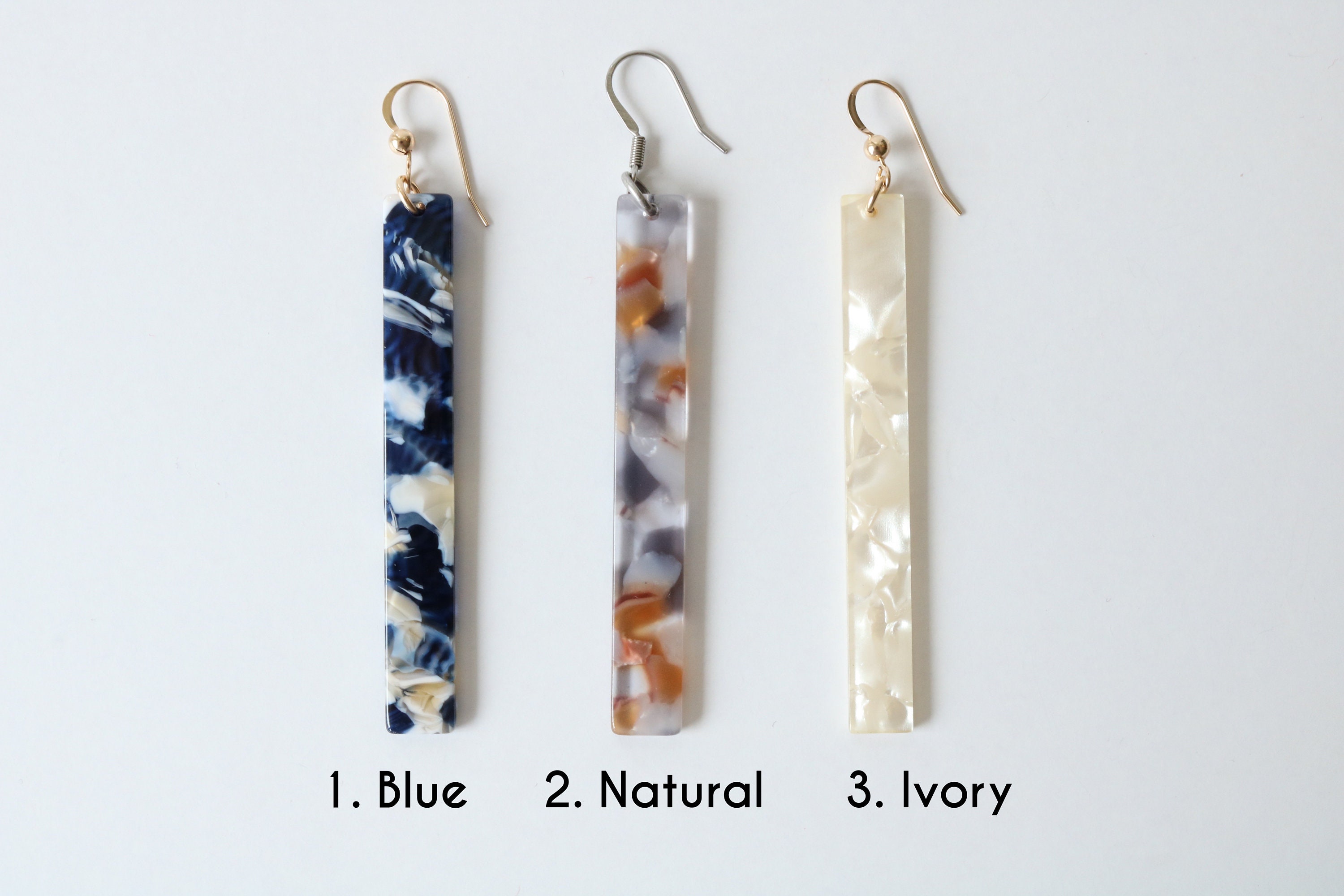 Resin Earrings, Terrazzo Tortoise Shell Earrings, Bar Earrings, Long ...