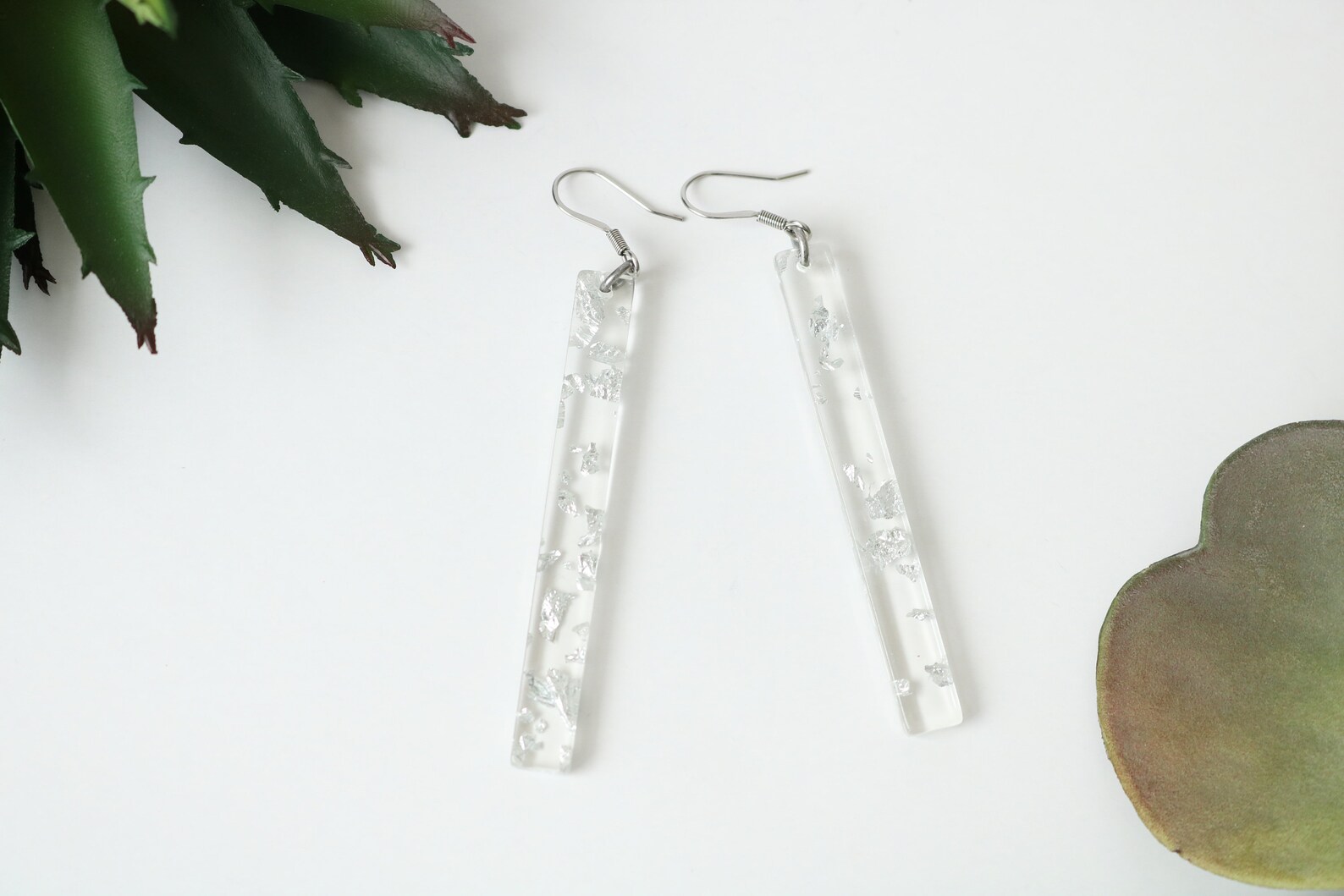 Resin Earrings, Terrazzo Tortoise Shell Earrings, Bar Earrings, Long ...