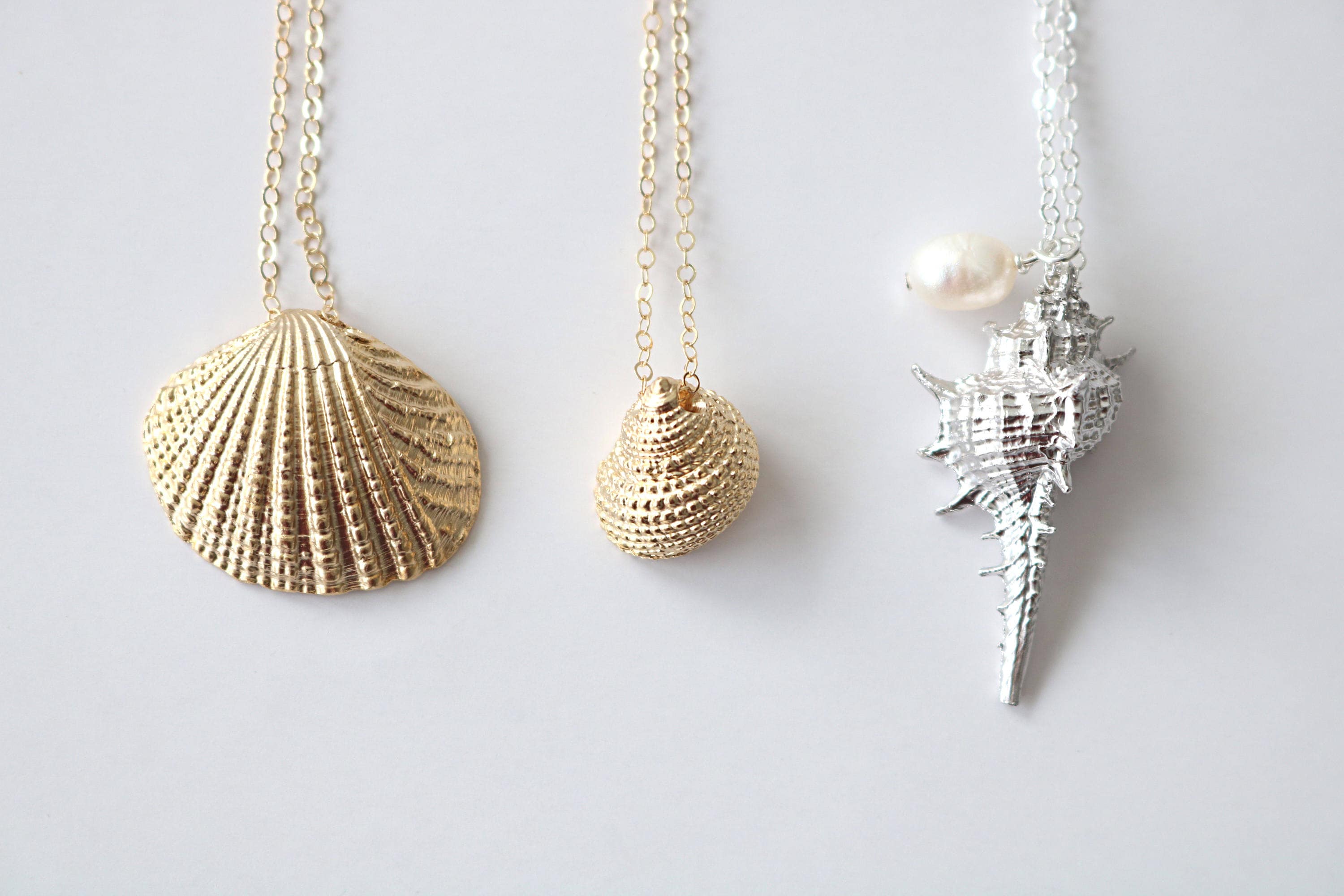 Seashell Necklace, Conch Shell Necklace, Pearl Jewelry, Beach Jewelry ...