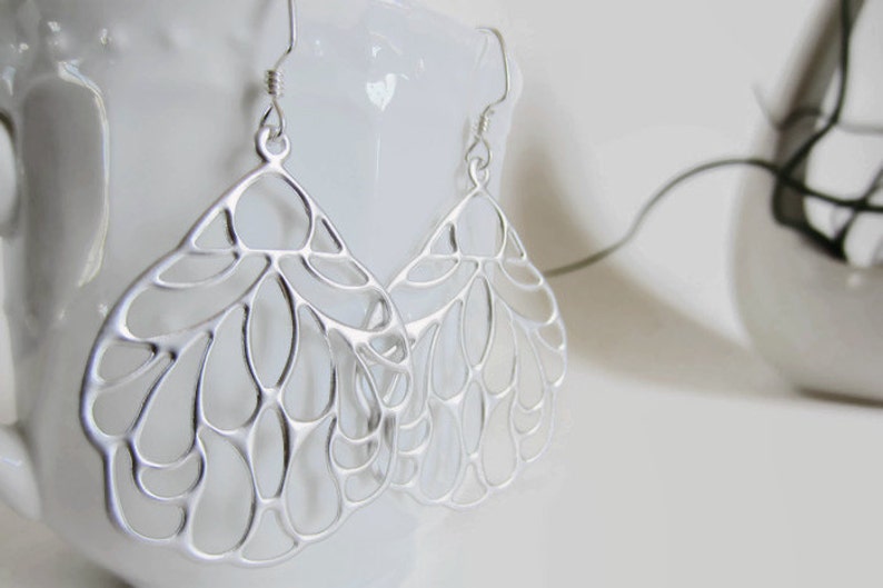 Laser Cut Silver Earrings, Silver Filigree Earrings, Butterfly Insect ...