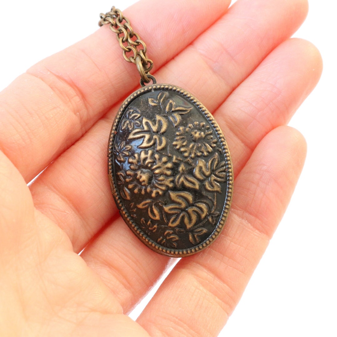 Secret Message Locket, Floral Locket, Personalized Necklace, Antique ...