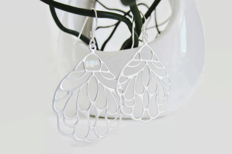 Laser Cut Silver Earrings, Silver Filigree Earrings, Butterfly Insect ...