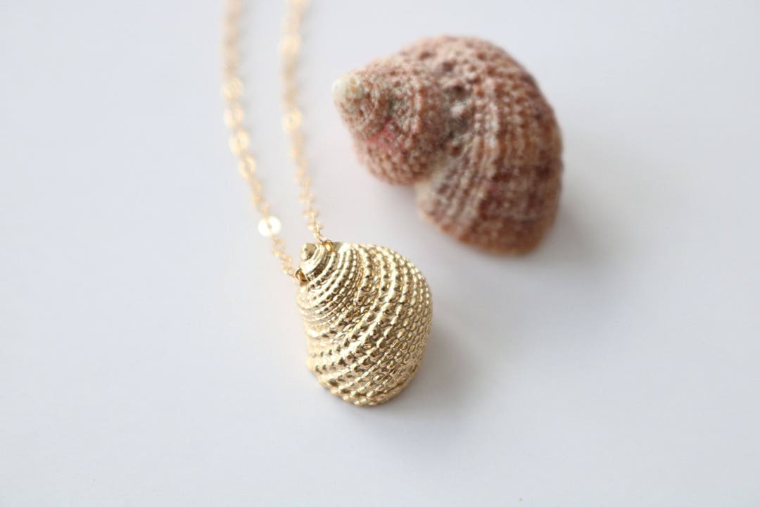 Seashell Necklace, Gold Sea Shell Necklace, Intricate Shell Pendant ...