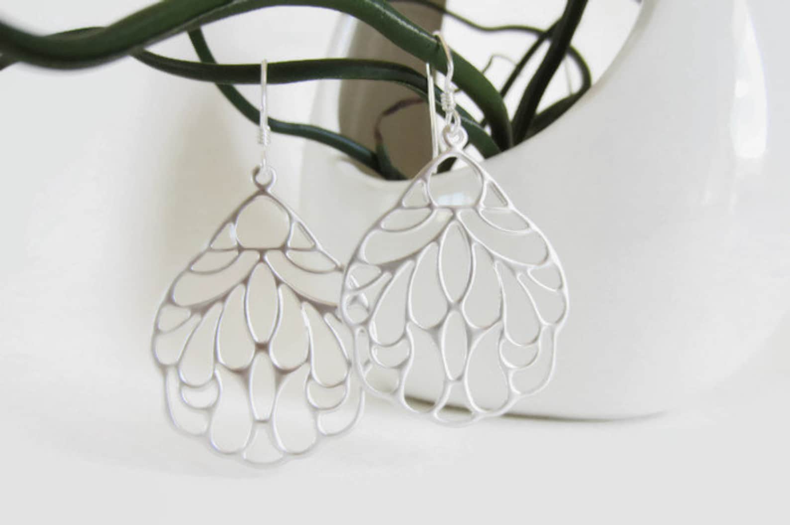 Laser Cut Silver Earrings Silver Filigree Earrings Butterfly | Etsy