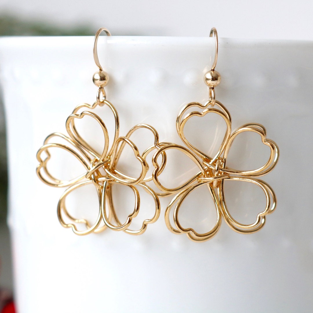 Wire Wrapped Flower Earrings, Gold Earrings, Silver Jewelry, Minimalist ...