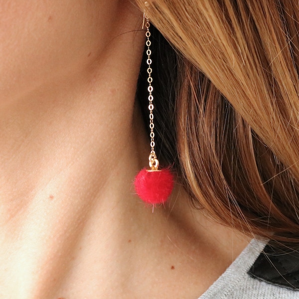 Pom Pom Earrings - Etsy