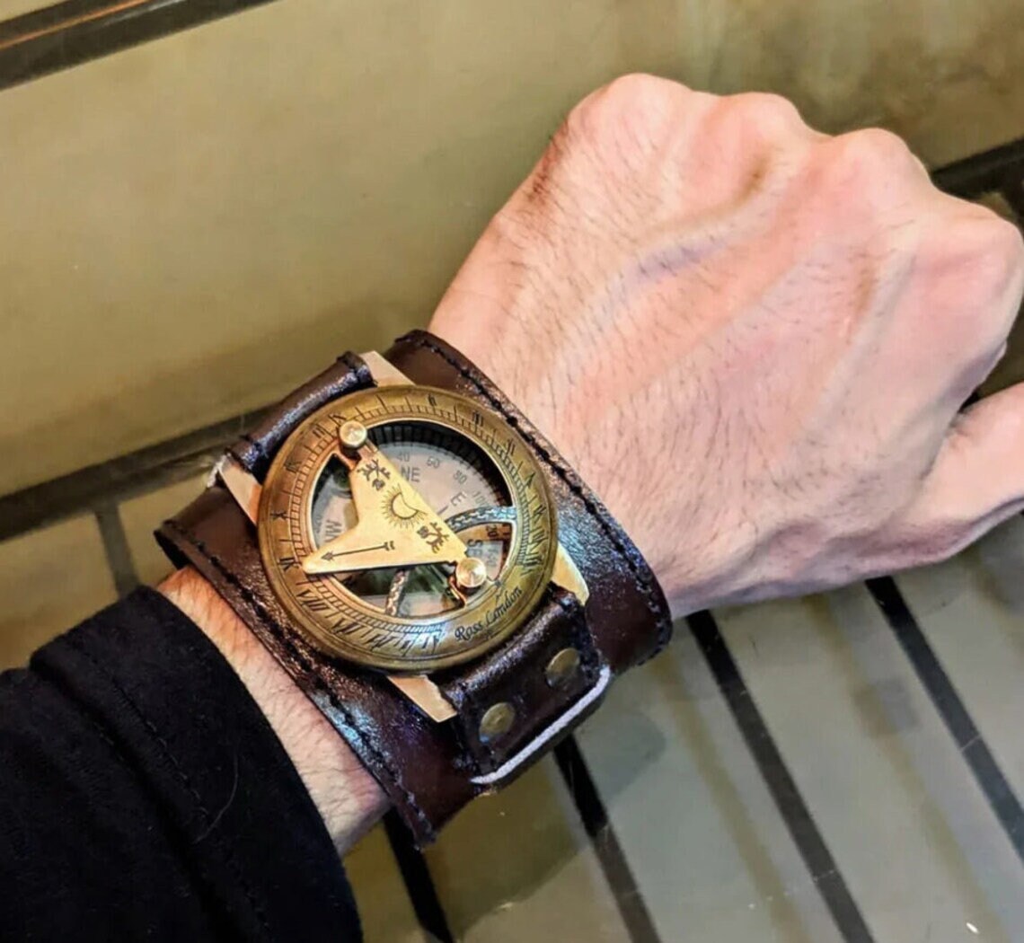 Compass Wrist Watch With Leather Straps - Etsy