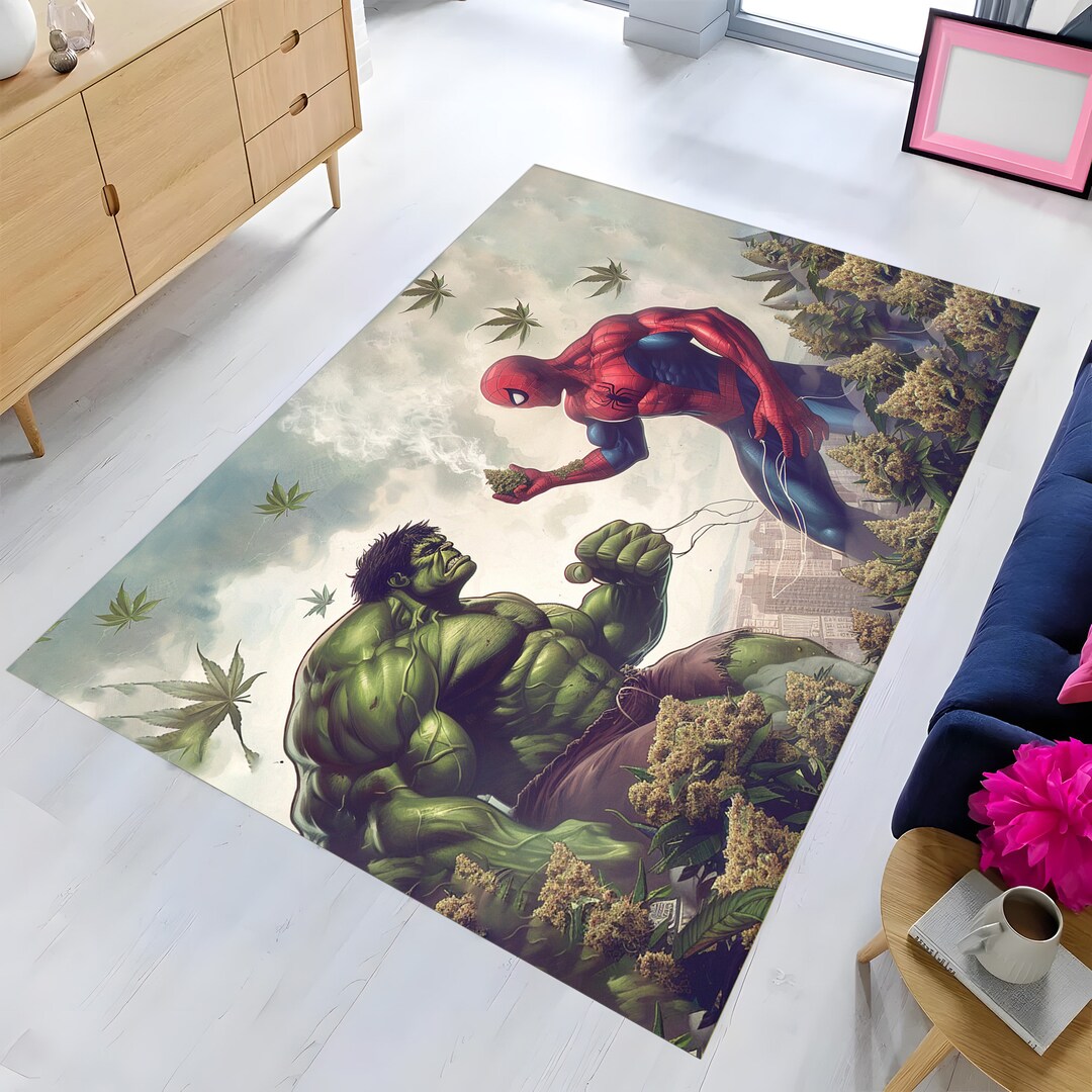 Weed Stlye Design Rug,weed Head Rug,super Hero Rug,spiderman Rug,gift ...