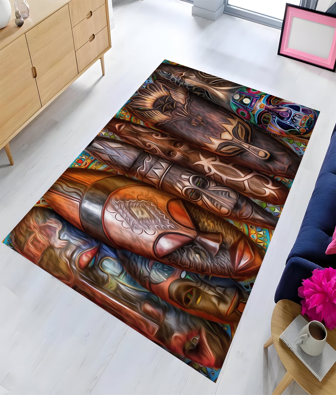 African Masks Design Rug,poster Print Decor for Home,office Decor Rug ...