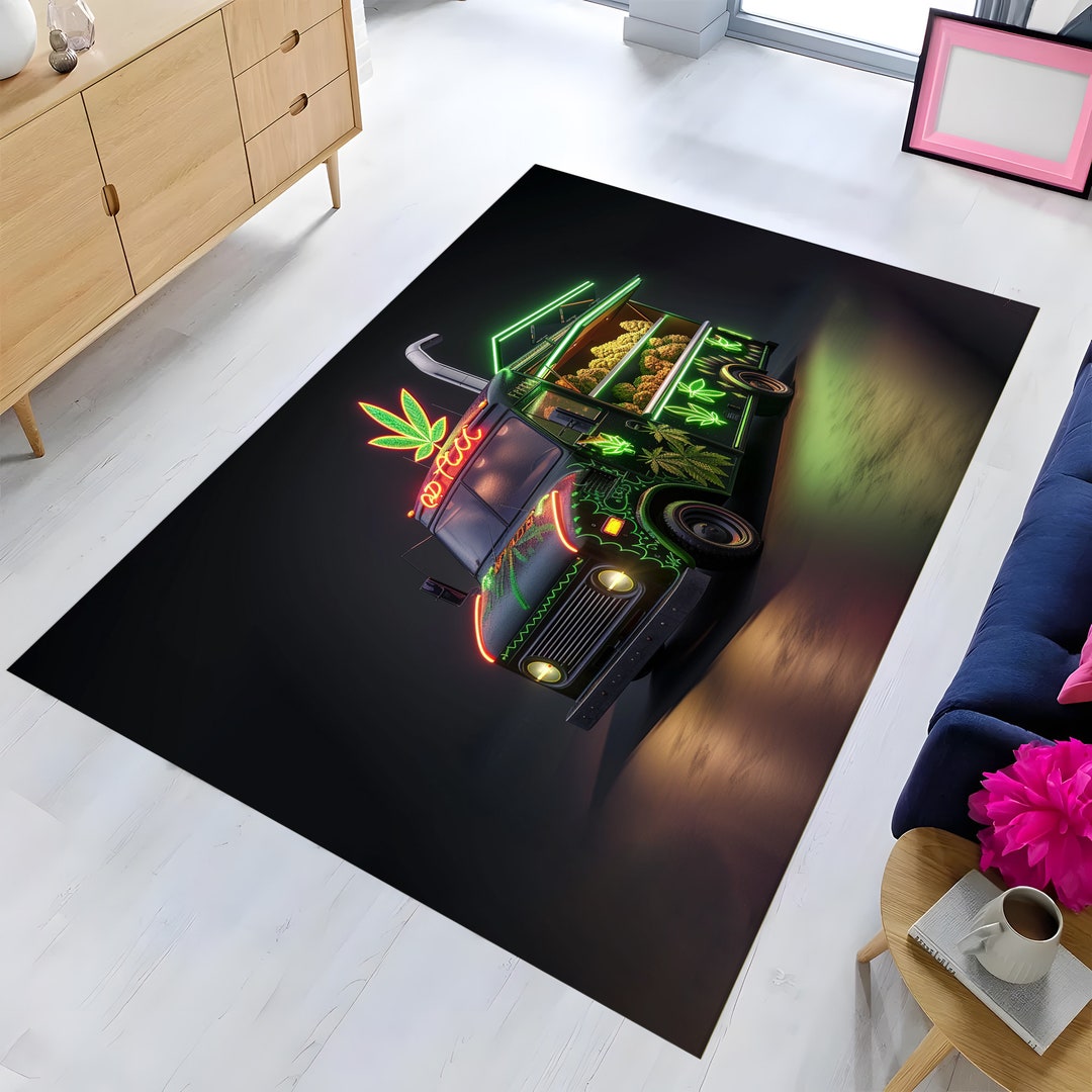 Marijuana Vending Car,weed Rug Decor, Green Rug,plants and Flowers,for ...
