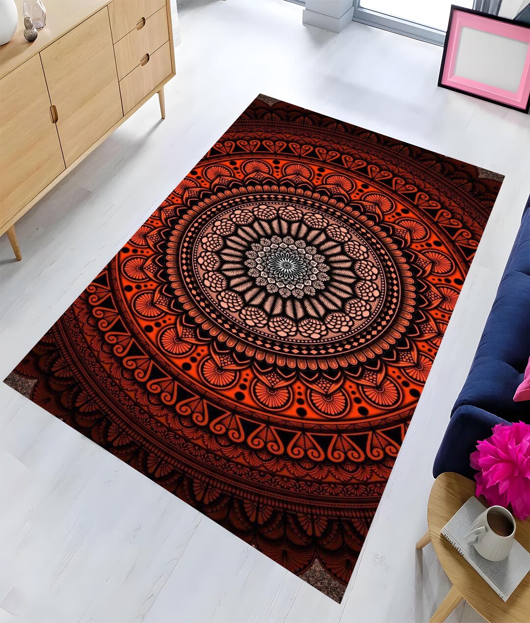 Mandala Rug, Mandala Pattern Rug, Mandala Design Rug, Color Therapy ...