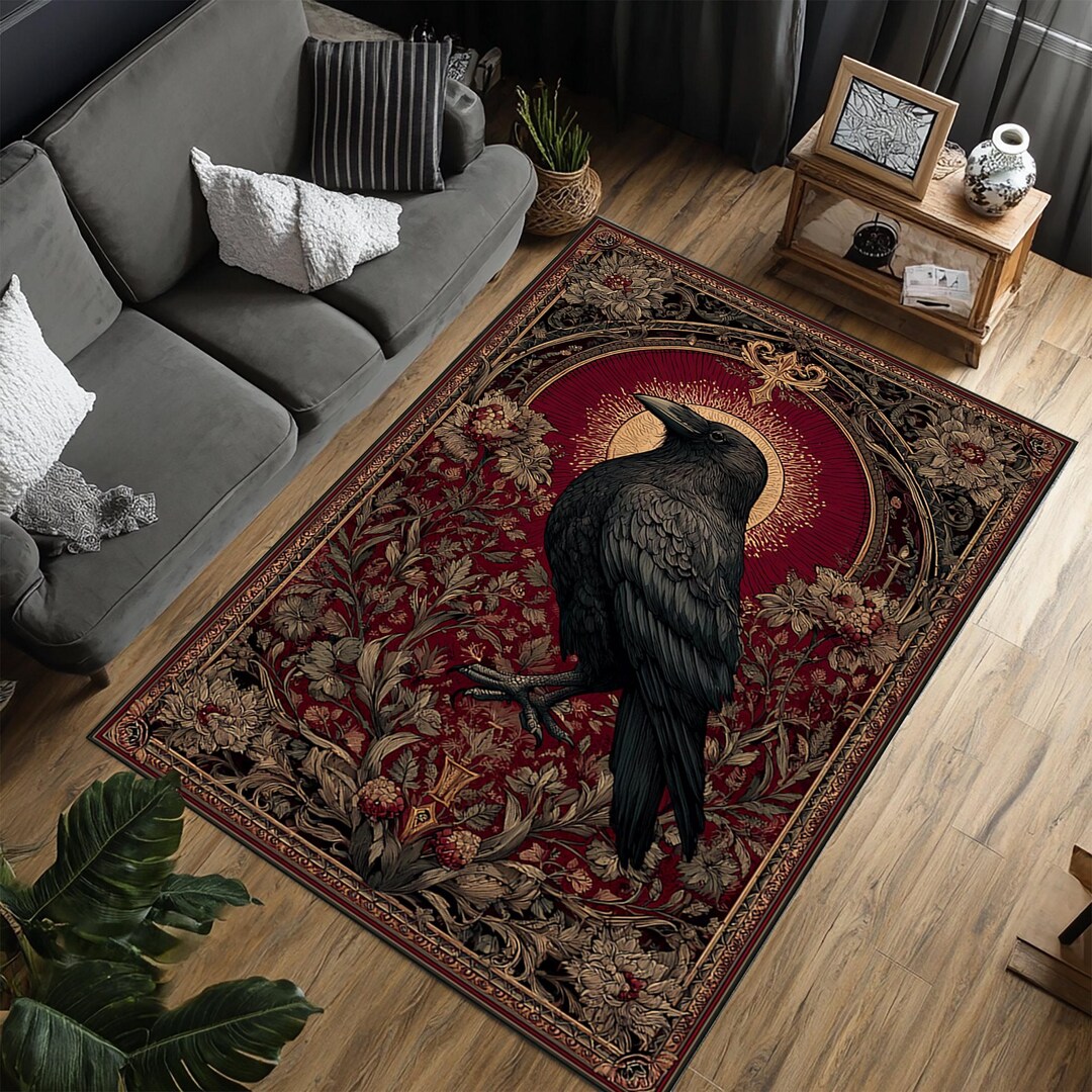 Gothic Raven Rug, Goth Crow Rug, Raven Rug for Goth Room, Raven Rug ...