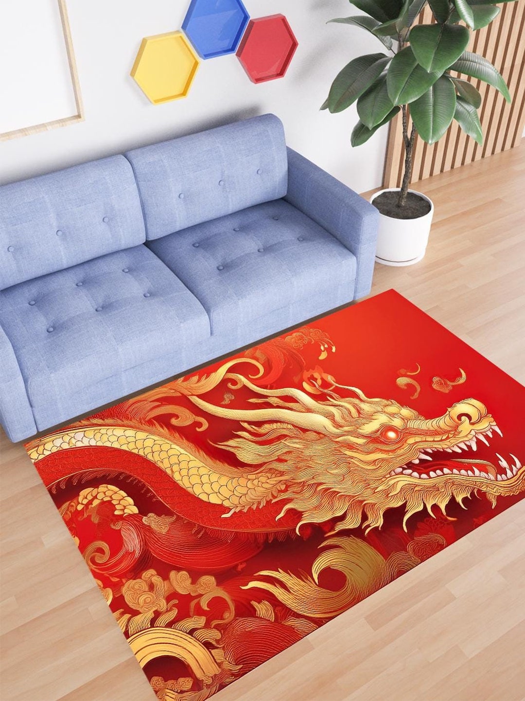 Japanese Dragon Rug, Red Japanese Design Modern Area Rug, Chinese ...