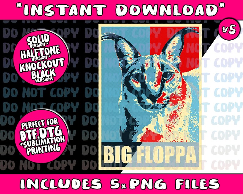 Big Floppa Caracal Cat Meme Png Bundle, Trending Png, Popular Printable ...