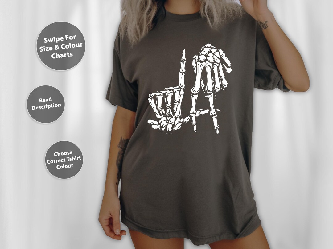 La Hand Sign Lazy DIY Halloween Costume Skeleton Los Angeles T-shirt ...