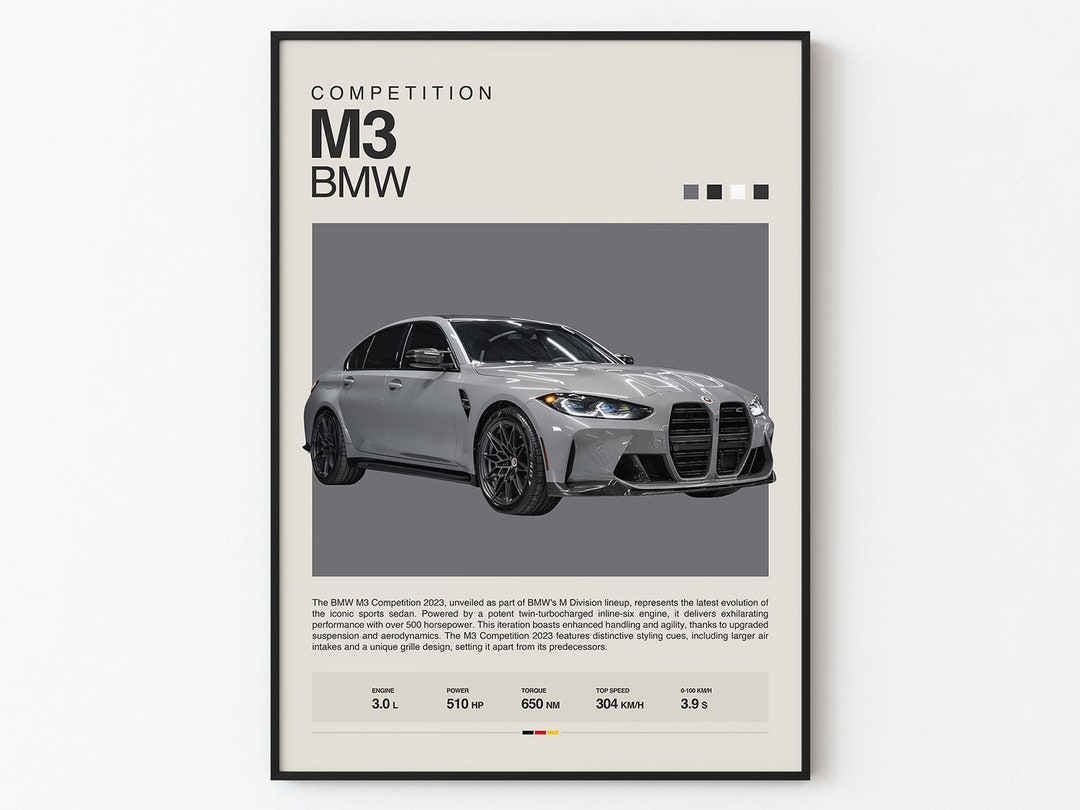 BMW M3 Competition Poster, BMW Poster, Car Poster, Motorsports Poster ...