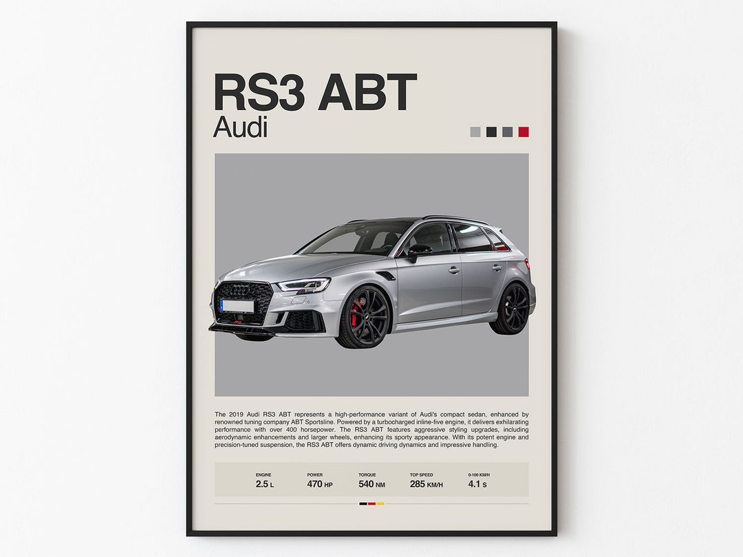 Audi RS3 ABT Poster, Audi Poster, Car Poster, Motorsports Poster, Car ...
