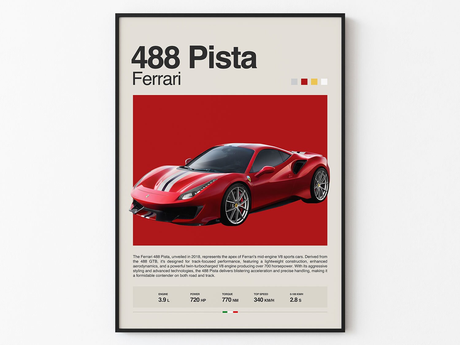 Ferrari 488 Pista Poster, Ferrari Poster, Car Poster, Motorsports ...