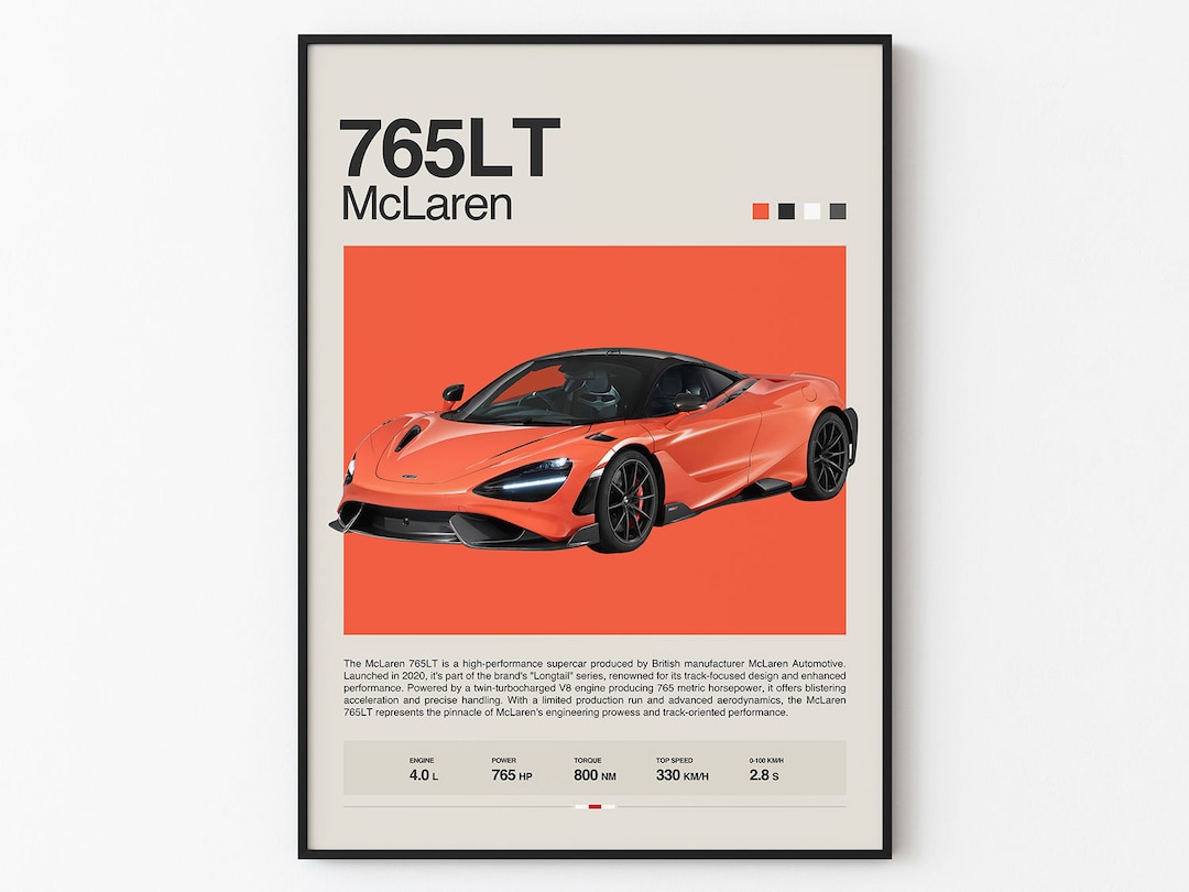 Mclaren 765LT Poster, Mclaren Poster, Car Poster, Motorsports Poster ...
