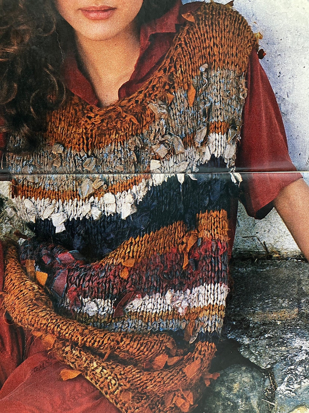 Pullunder Layer Top Knitting Upcycling Leftover Fabric Strips Size 36 ...