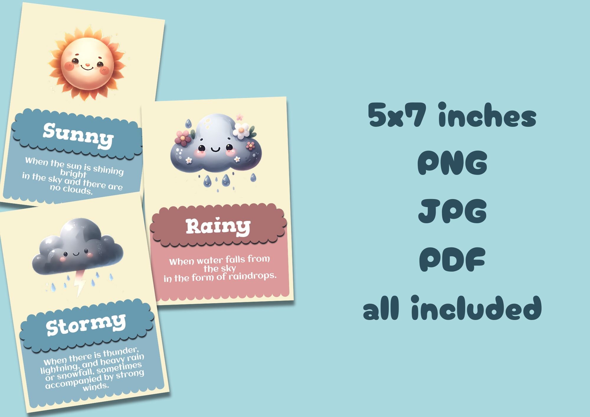 7 Weather Printable Flashcards | Weather Cards | Homeschool Learning ...