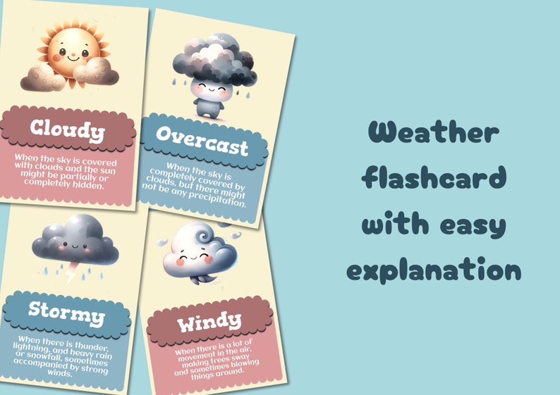 7 Weather Printable Flashcards | Weather Cards | Homeschool Learning ...