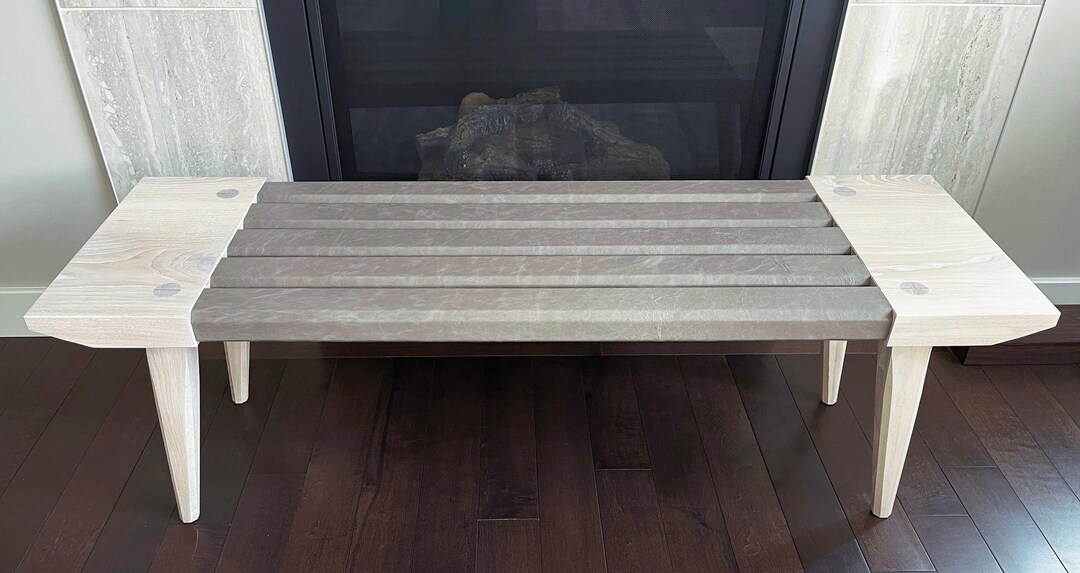Handcrafted Bench, Leather Benches, Leather Wrapped, Mid-century Modern ...