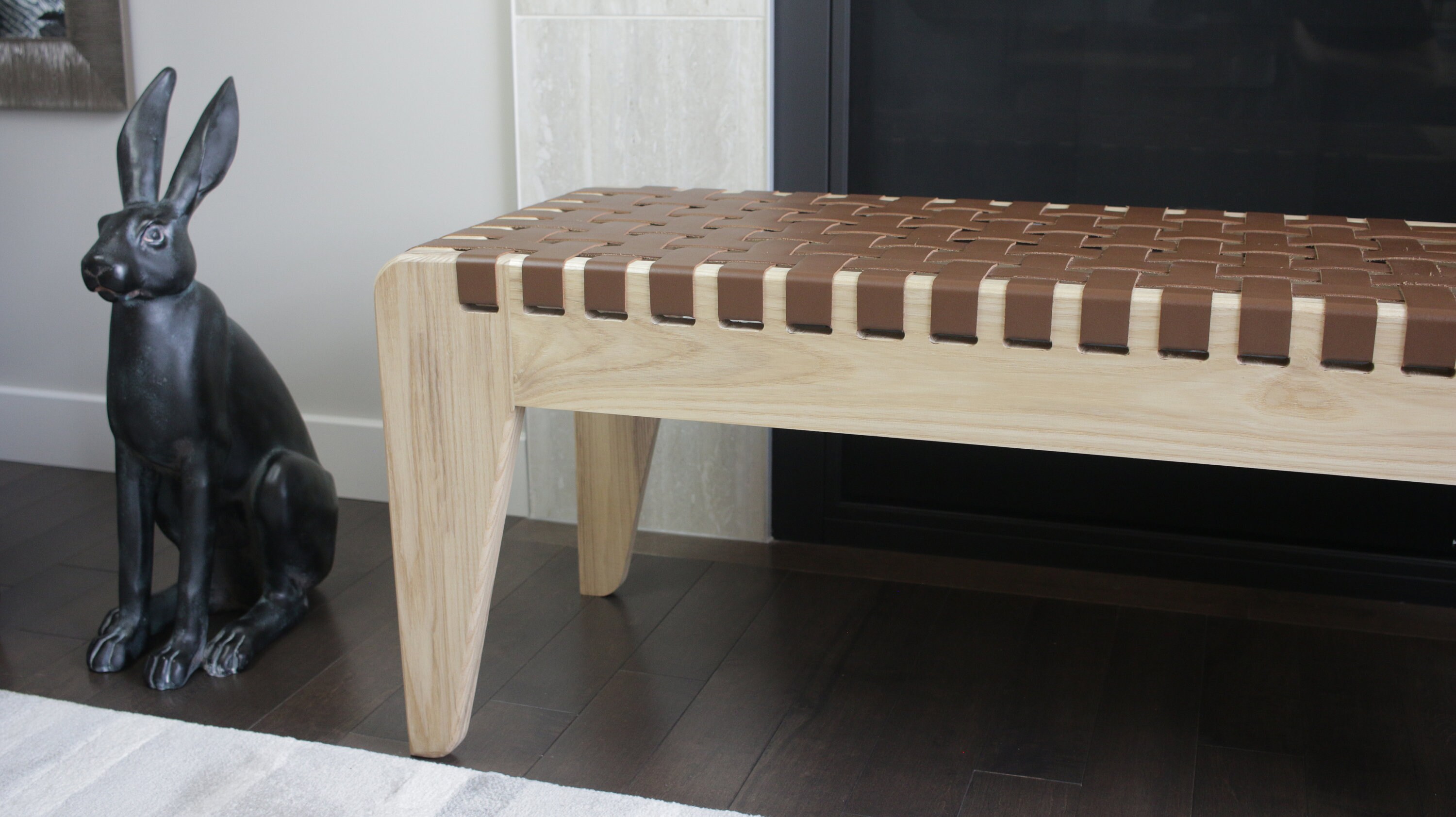 Handcrafted Bench, Leather Benches, Leather Wrapped, Mid-century Modern ...