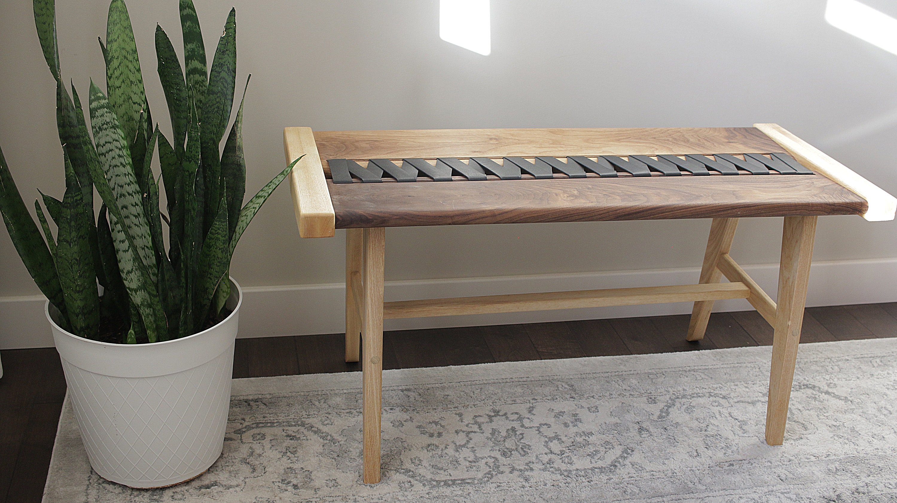 Handcrafted Bench, Leather Benches, Leather Wrapped, Mid-century Modern ...