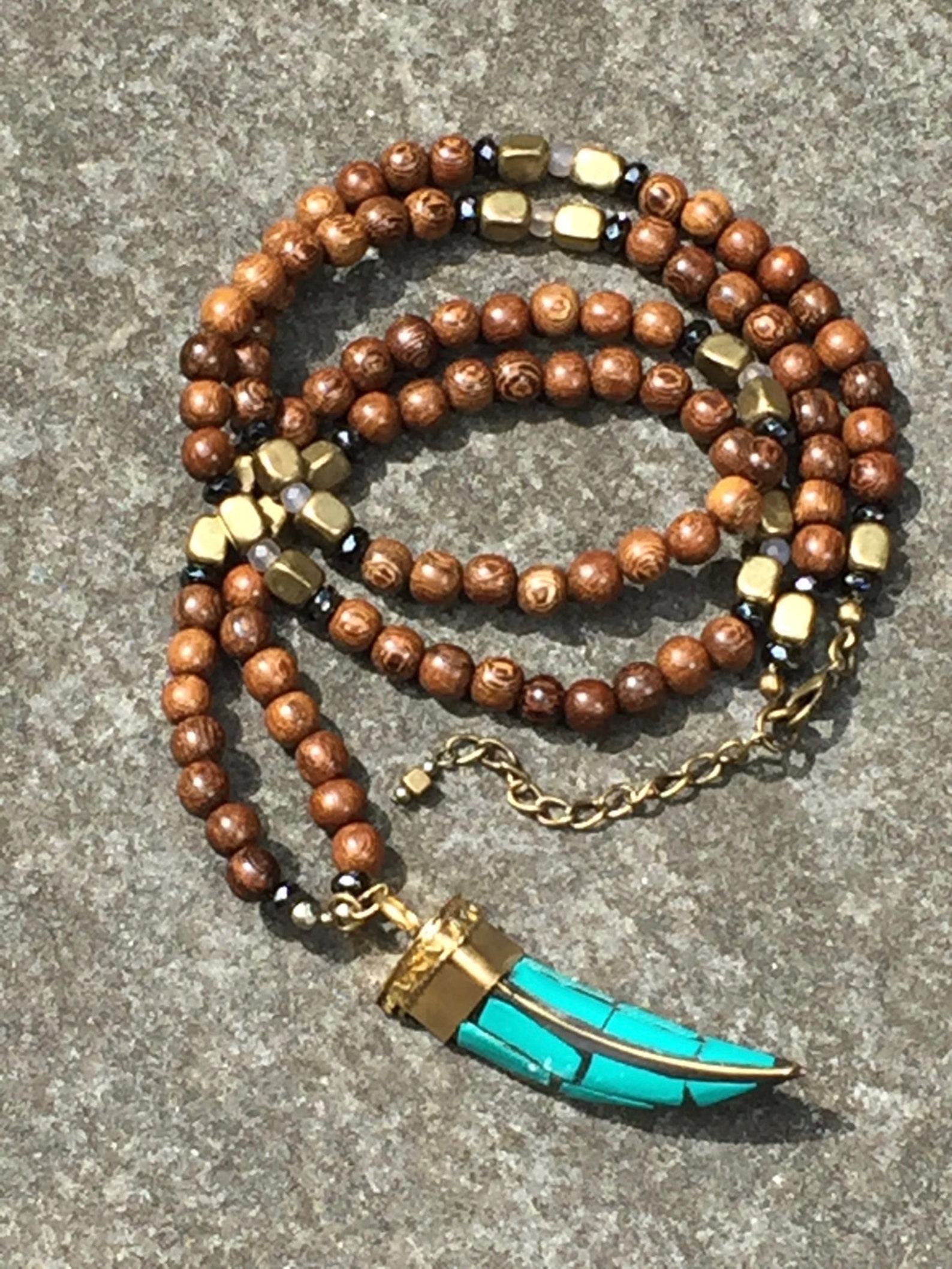 Cuerno italiano Jade collar de piedra lunar pirita madera y - Etsy España