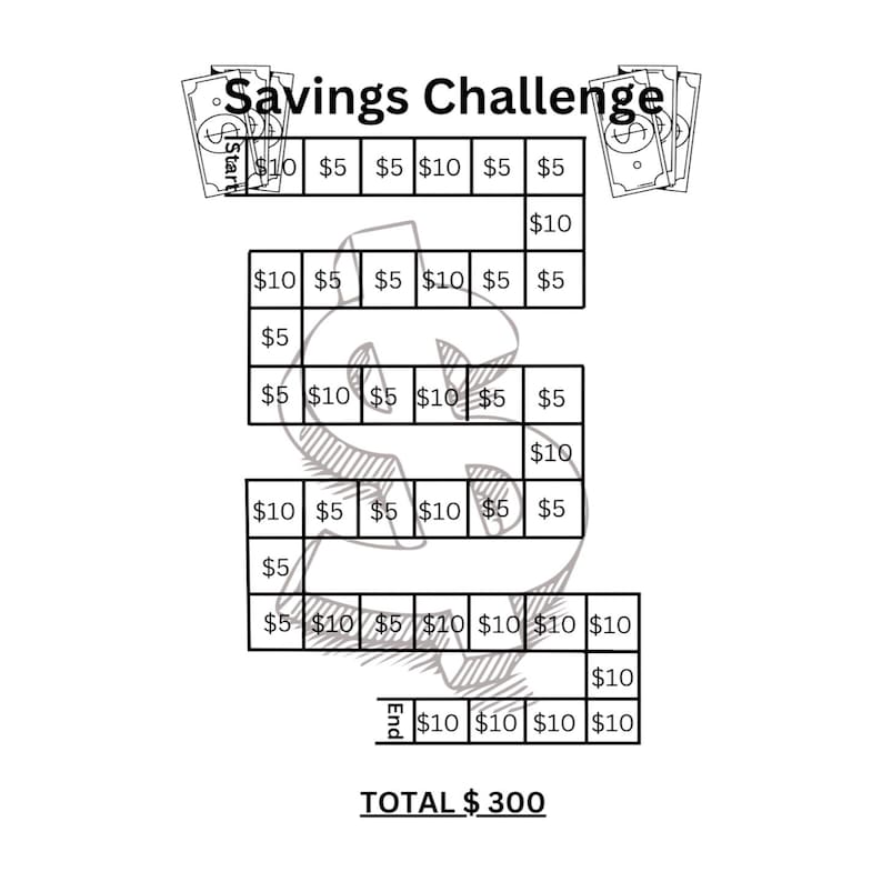 Savings Challenge Tracker Printable | Budget-friendly Money Saving Game ...