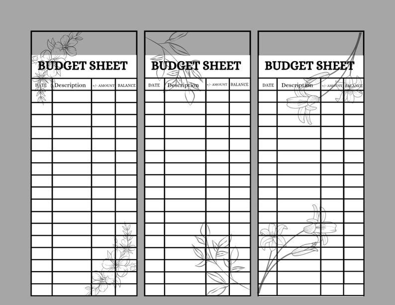 Minimalist Floral Budget Sheet Printable | A6 Cash Envelope Tracker ...