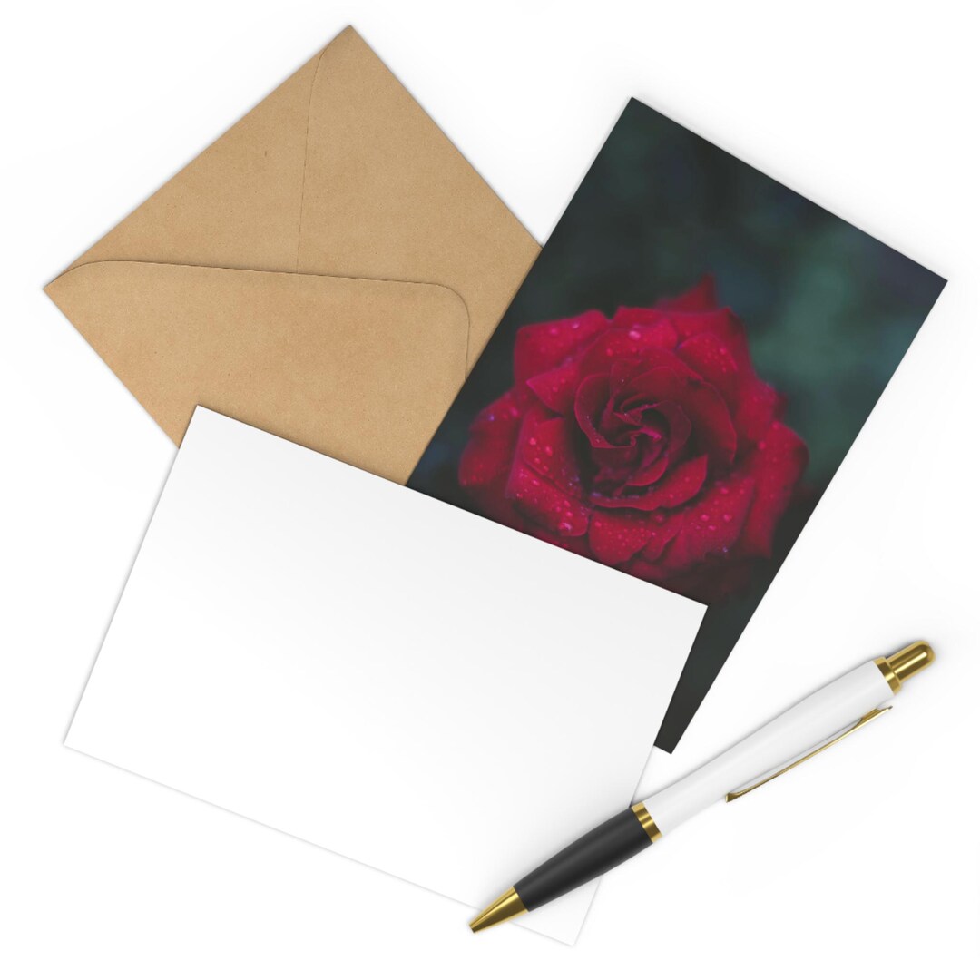 Postcards Set, Vintage Romantic Red Rose Cards, Floral Stationery ...