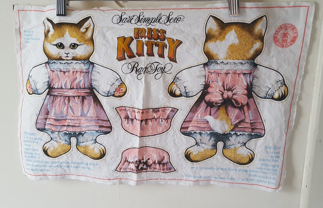 Vintage 1983 Miss Kitty Pillow Doll Pattern Small 10 X 8 Inchesfabric ...